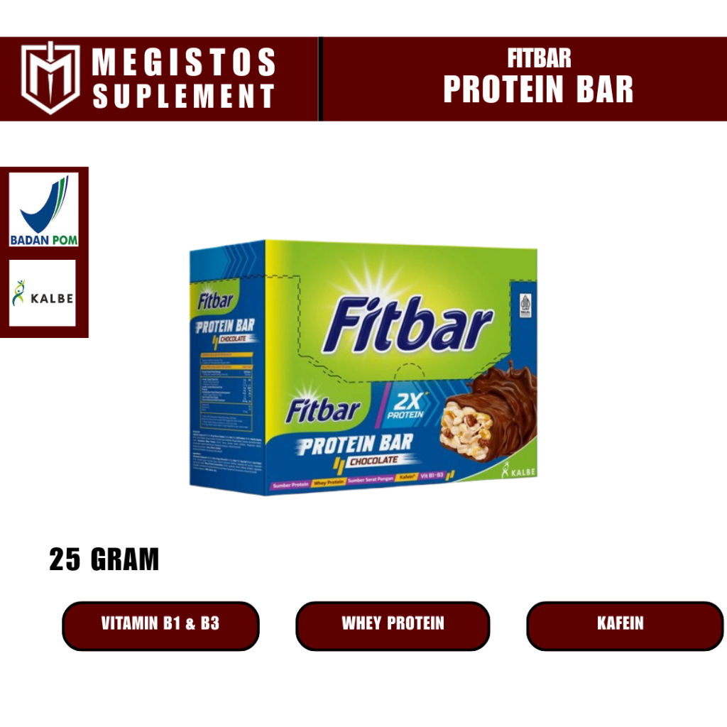 Jual Fitbar Protein Chocolate 25gr 1 Box - Snack Multigrain | Shopee ...