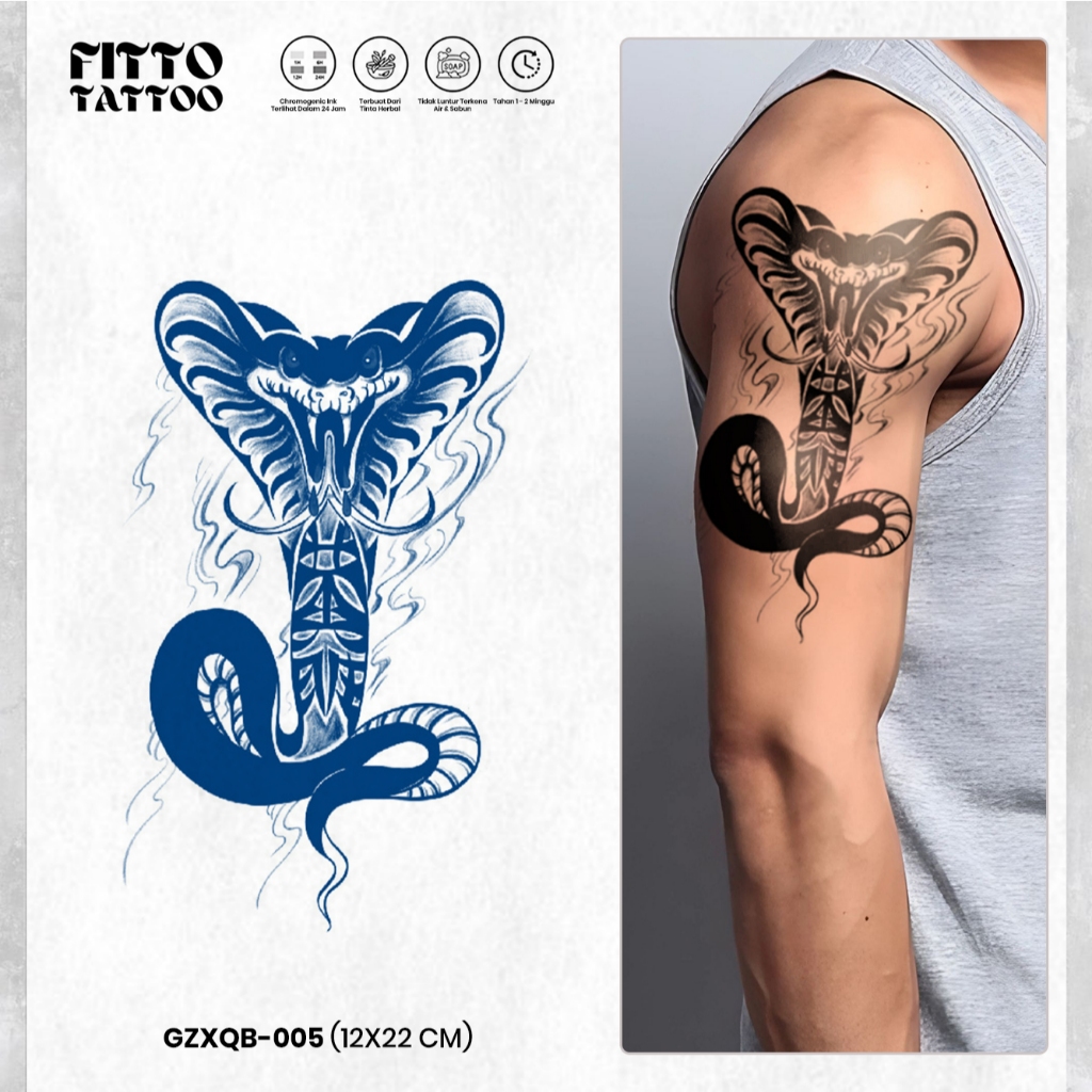 Jual Tato Temporer Premium Fruit Ink Anti Air Stiker Ular Naga Duri ...