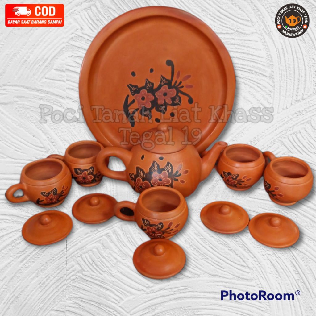 Jual Poci tanah liat khas Tegal motif bunga | Shopee Indonesia