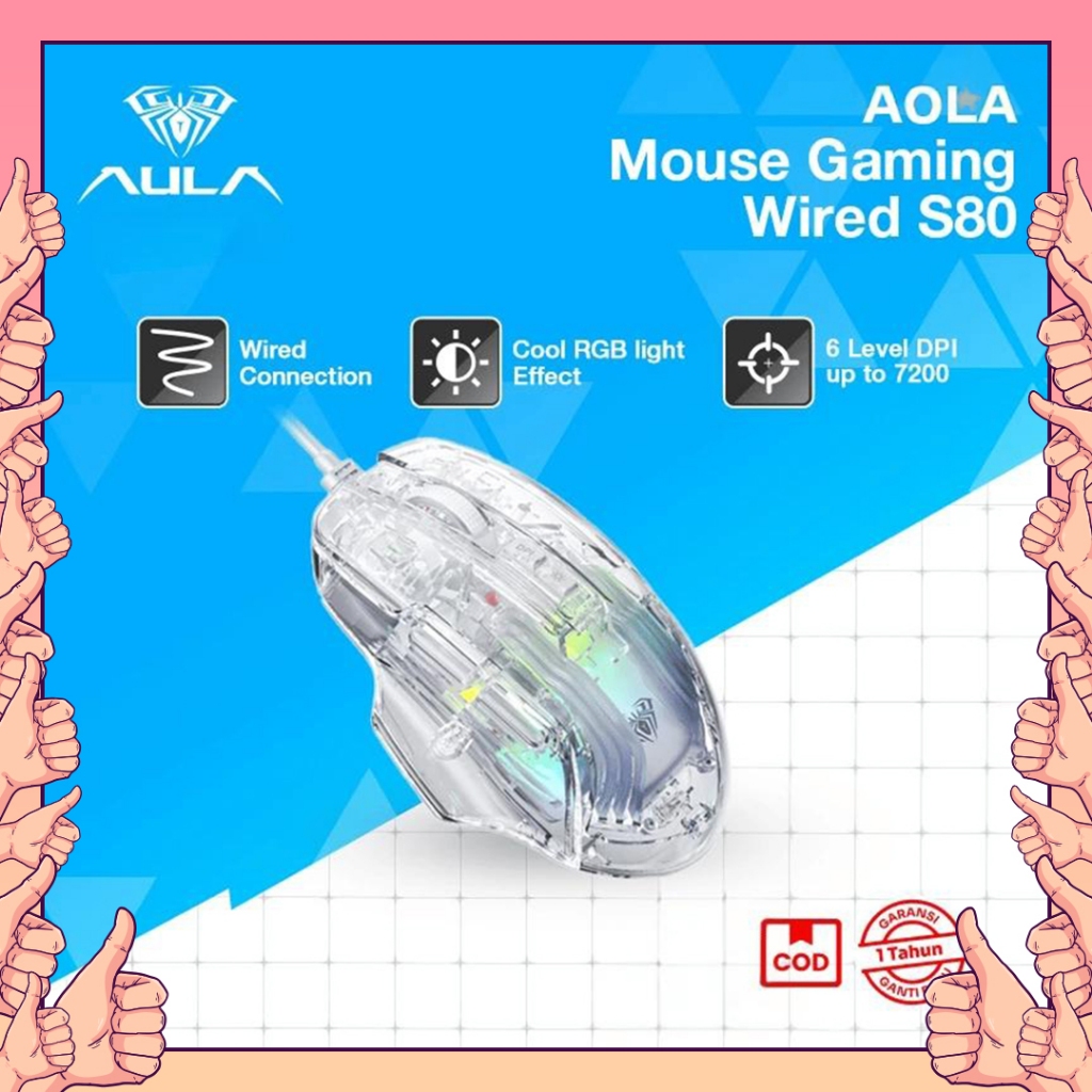 Jual AULA Mouse Gaming Transparant RGB backlit Optical Good-looking ...