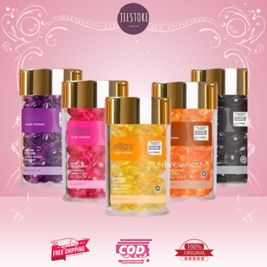 Jual Ellips Hair Vitamin (dengan Moroccan Oil) Kemasan Botol 50 kapsul ...