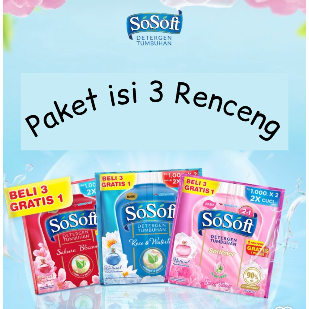 Jual 24pcs So Soft Detergen Pencuci Pakaian Sosoft | Shopee Indonesia