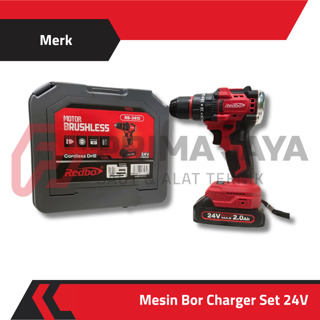 Jual MESIN BOR CHARGER / CORDLESS DRILL / BOR TANPA KABEL SET 24 V 2 ...