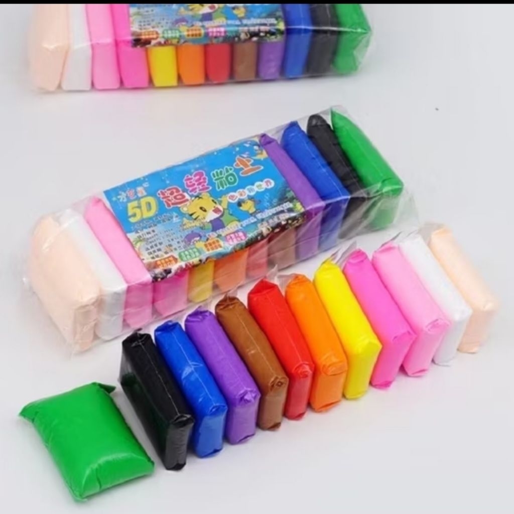 Jual Polymer Magic Clay Isi 12 Warna (12pcs) sudah termasuk pisau mini ...