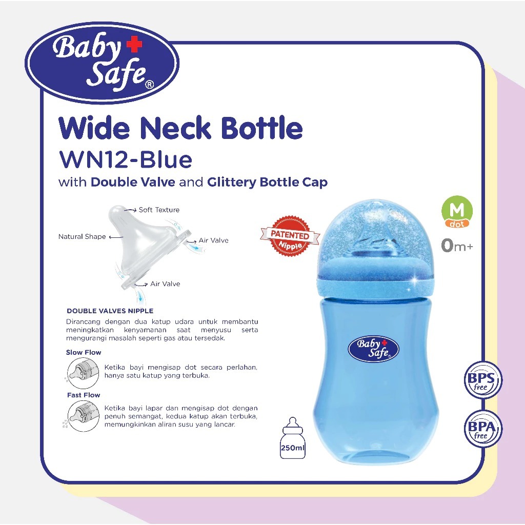 Jual Baby Safe Bottle Wide Neck Glitter 150ml dan 260ml WN11/WN12 ...