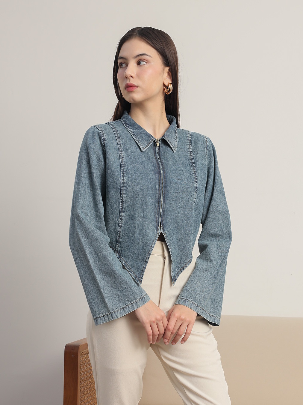 Jual [Tutuloph] Amora Outer Top | Top Wanita Denim Jeans - Denim ...