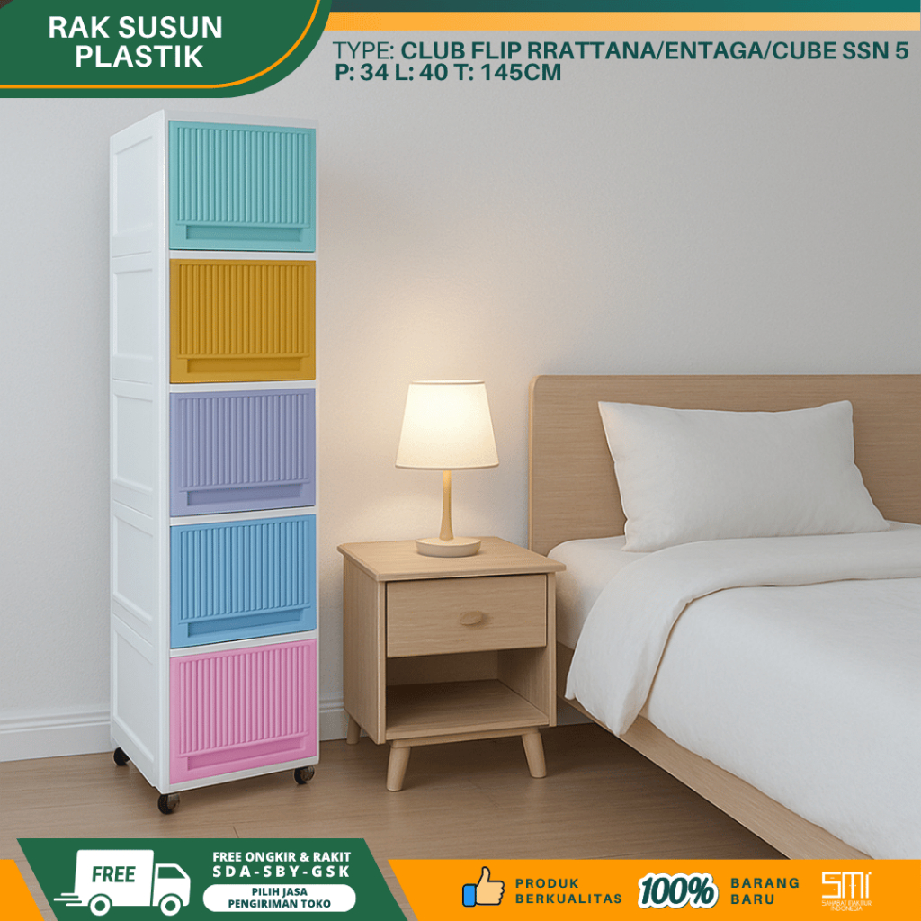 Jual Lemari Plastik Club Flip Rattana/Entaga/Cube Susun 5 / Locker Box ...