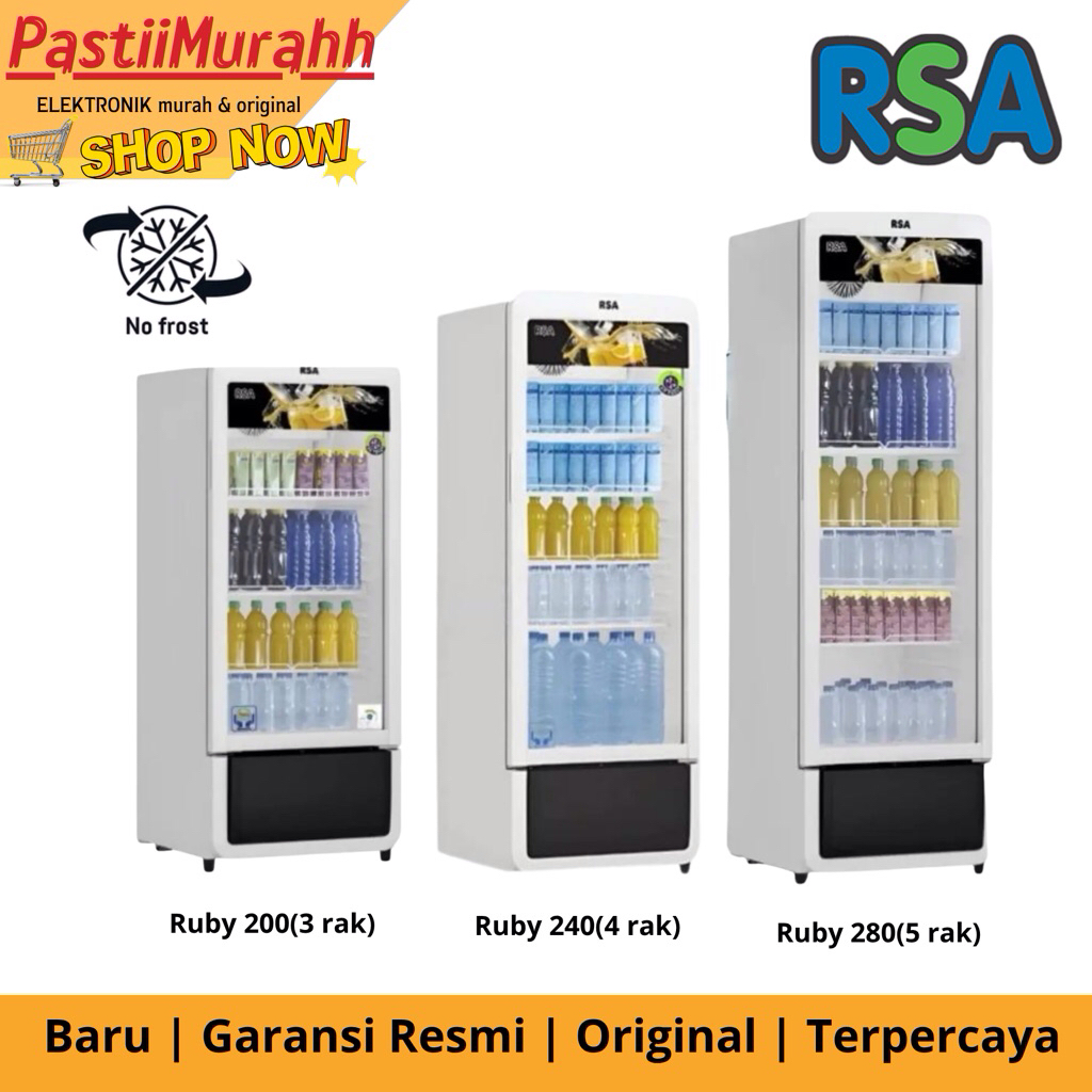 Jual RSA SHOWCASE RUBY-280 (280L) RUBY-240 (240L) RUBY-200(200L) NO FROST PENDINGIN MINUMAN RSA ...