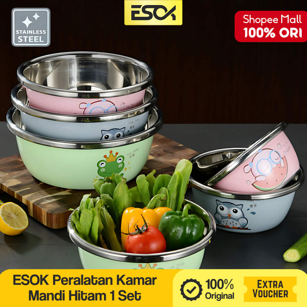 Jual ESOK Baskom Stainless Steel SUS304 Tebal Food Grade Kartun Lucu ...