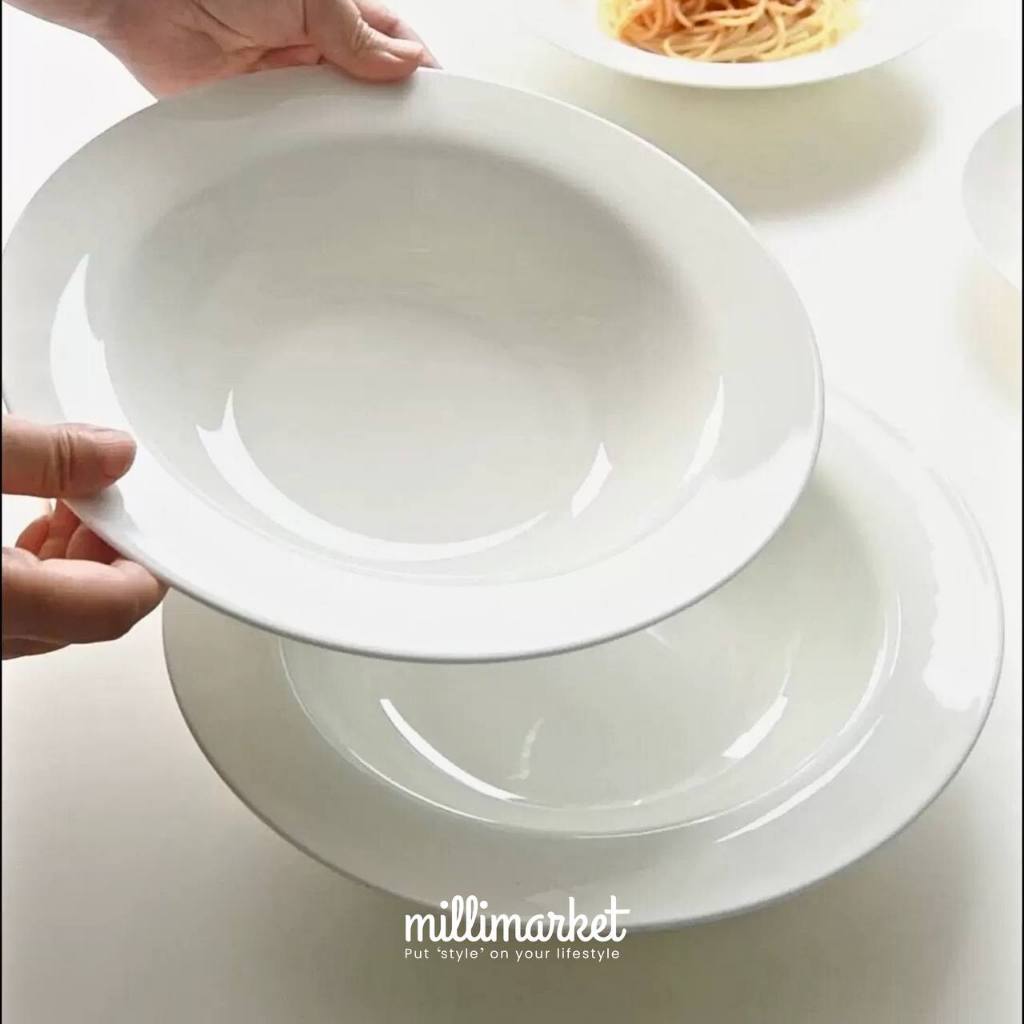 Jual [MILLI] WHITE BASIC PASTA PLATE D 25cm / Piring pasta keramik ...