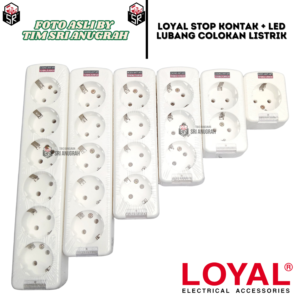 Jual LOYAL Stop Kontak LED Terminal Lubang Colokan Listrik SNI Anti Api Terminal Kuningan ...