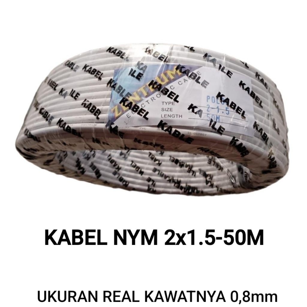 Jual kabel listrik nym polos 2x1,5 putih polos 50 meter | Shopee Indonesia