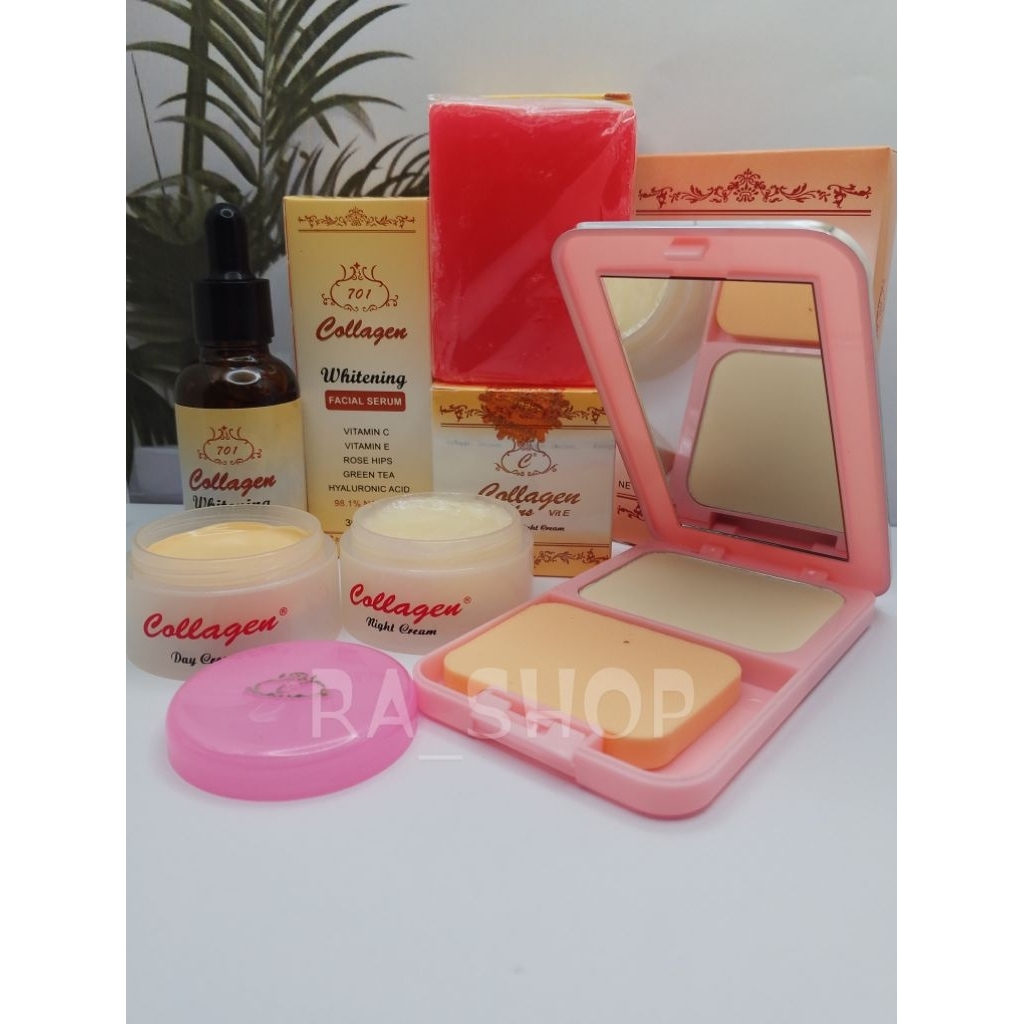 Jual PAKET COLLAGEN " 5in1 " ( KRIM SIANG _ KRIM MALAM _ SERUM _ BEDAK ...