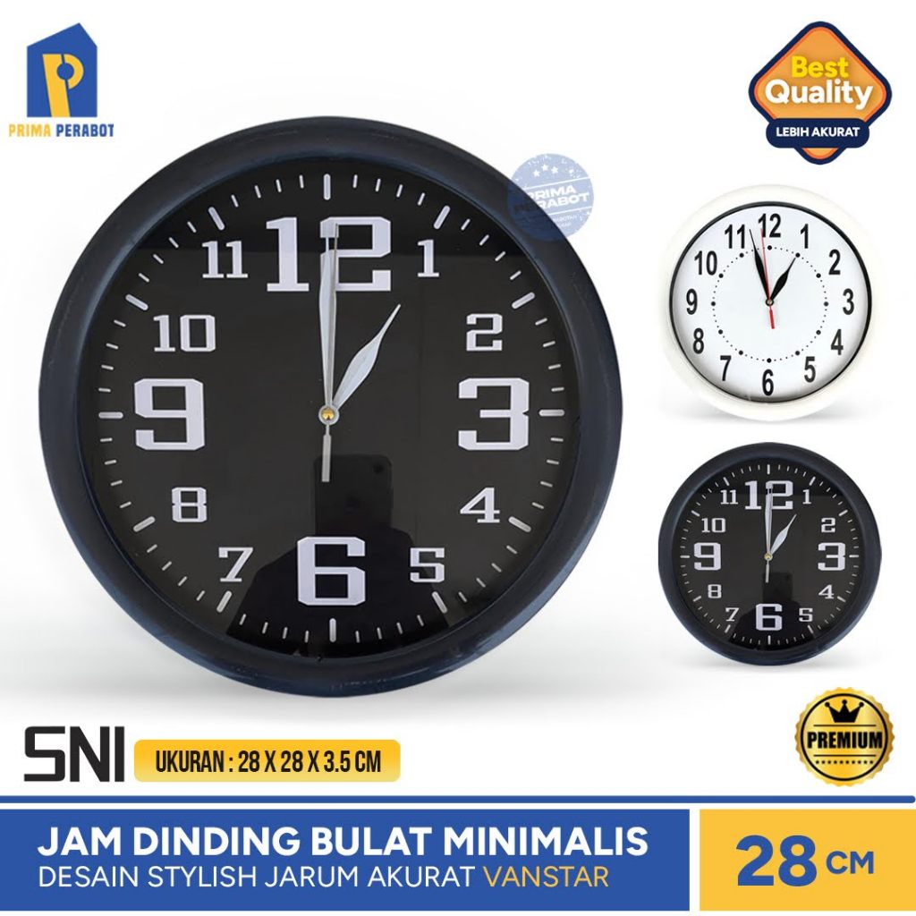 Jual Jam Dinding Bulat Minimalis 28cm Untuk Ruang Tidur Ruang Keluarga ...