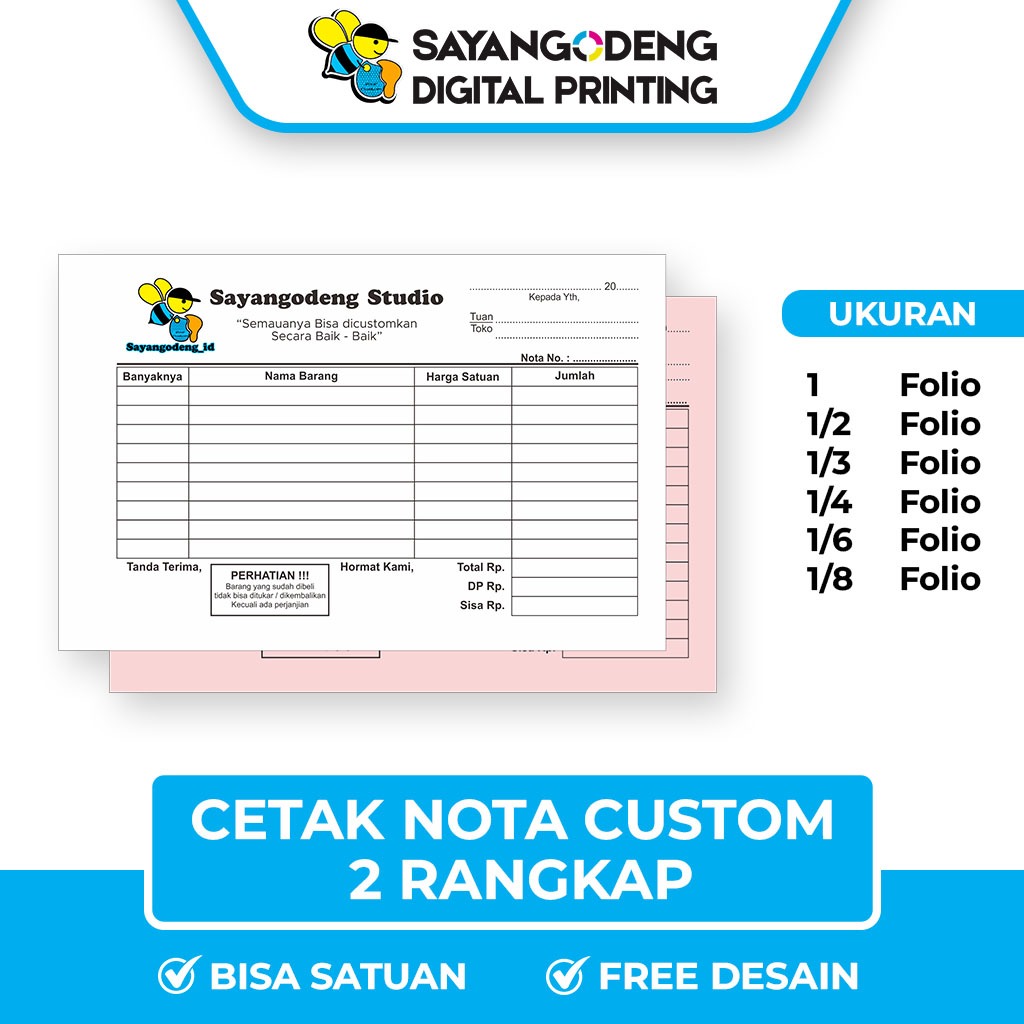 Jual Nota Bon Faktur Surat Jalan Kwitansi CUSTOM 1ply - 2ply rangkap ...