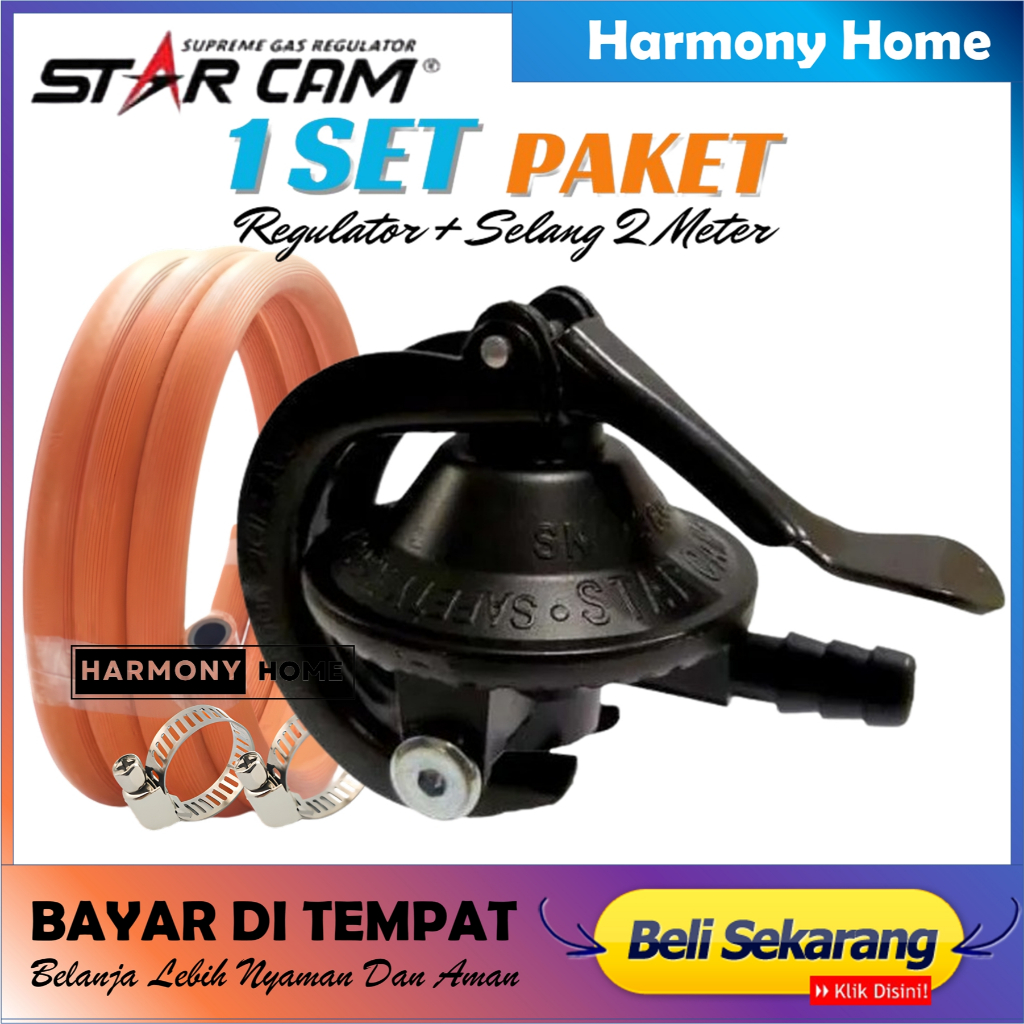 Jual Regulator STAR CAM NON METER+Selang Gas Oren 2 Meter+ 2 Klem ...