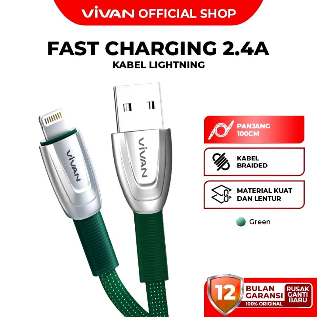 Jual Kabel Data Iphone Vivan BTK-LS Fast Charging 2.4A 100cm | Shopee ...