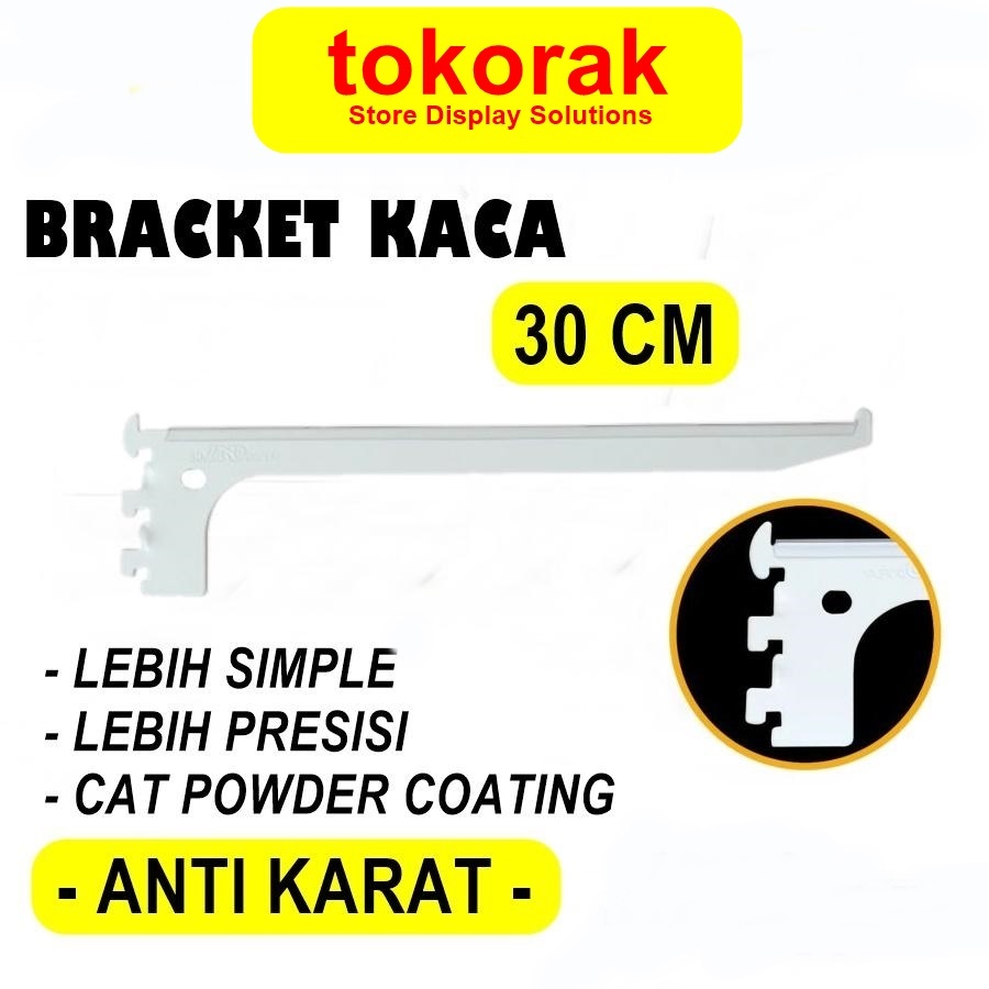 Jual BRACKET KACA 30 CM PUTIH DAUN BRAKET SIKU AMBALAN RAK DINDING 30CM ...