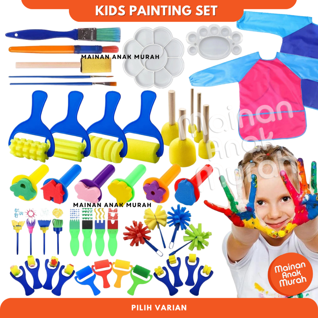 Jual Set Melukis Anak / Kids Painting Set Art Drawing Craft Apron ...