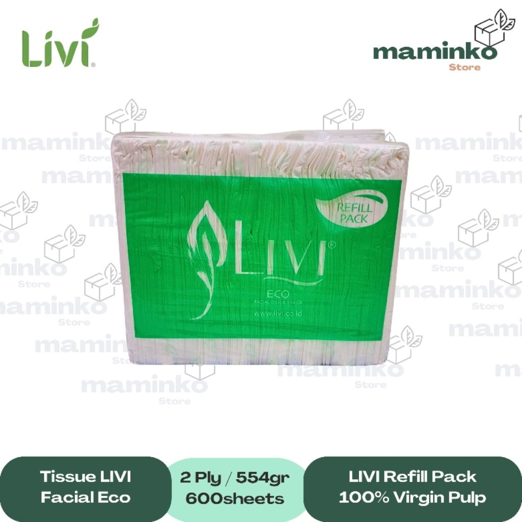 Jual Tissue Facial LIVI Eco Refill Pack 600 sheets 2ply 554gr | Shopee ...