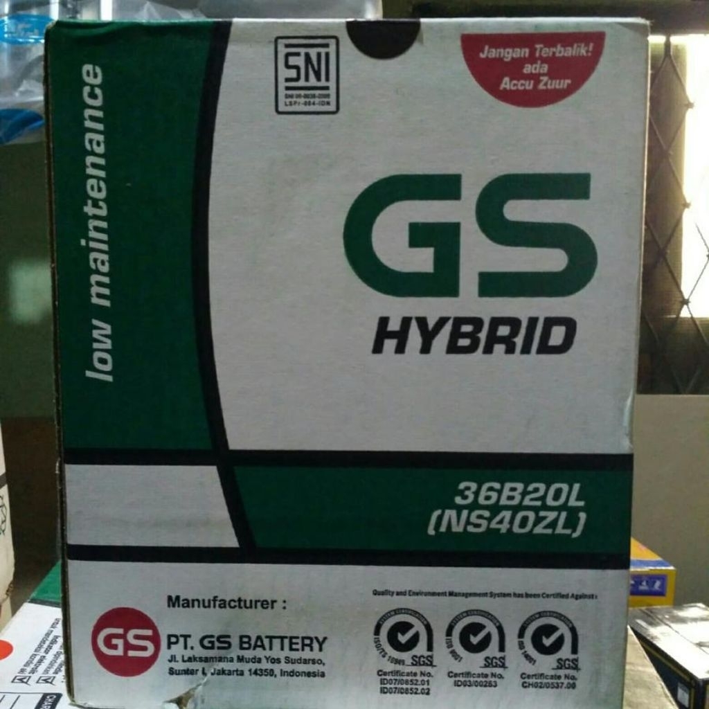 Jual Aki Mobil / Battery GS ASTRA Type GS HYBRID 36B20L / NS40ZL 12V ...