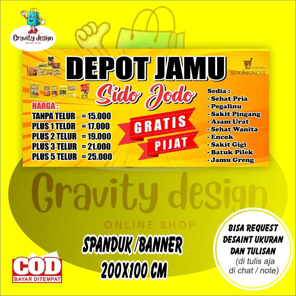 Jual Banner spanduk Depot Jamu Sido Jodo Free Desaint Dan Ukuran ...