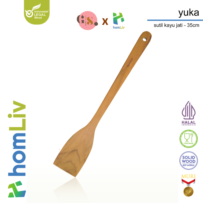 Jual GSJ - Original homLiv Sutil Kayu Mahoni dan Jati 35cm Spatula Kayu ...