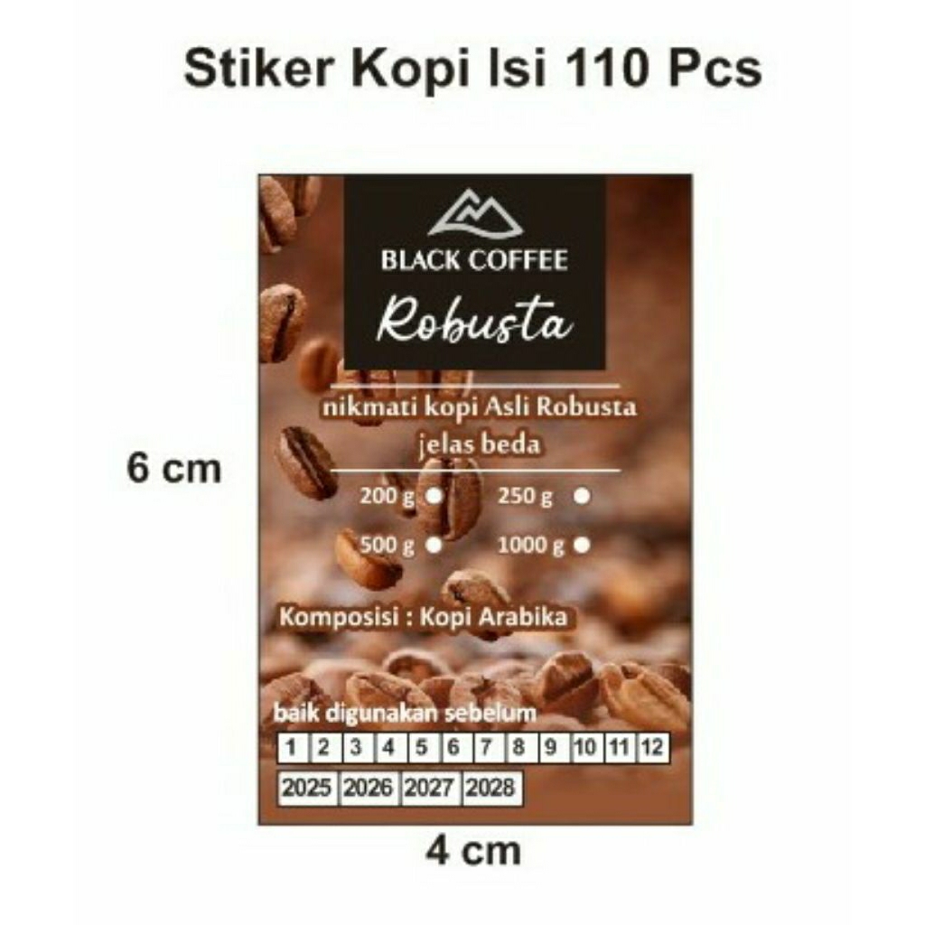 Jual Stiker Kopi ukuran 4 x 6 cm. Isi 110 pcs. Bisa custom tulisan ...