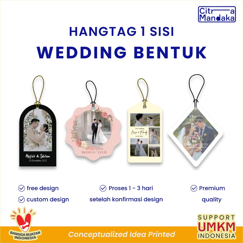 Jual Hang Tag Souvenir Pernikahan Custom 1 Sisi | Potong Bentuk | Kartu ...