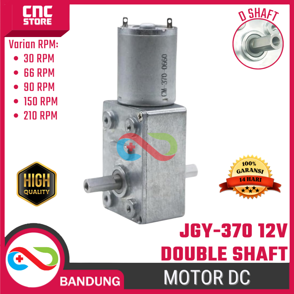 Jual Motor DC Gearbox JGY-370 Double Shaft – Worm Gear Self-Locking ...