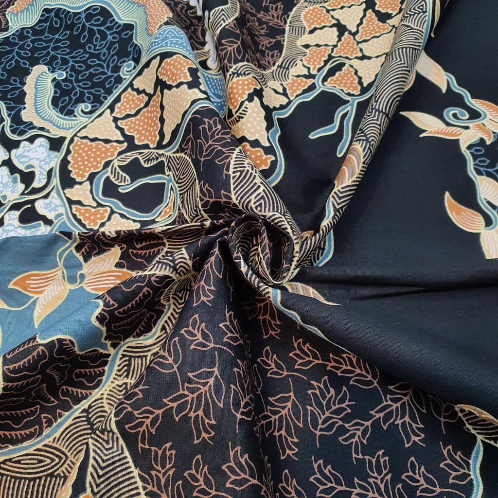 Jual Katun Batik Motif Semen Parang Kontemporer Black Mix Caramel Cream ...