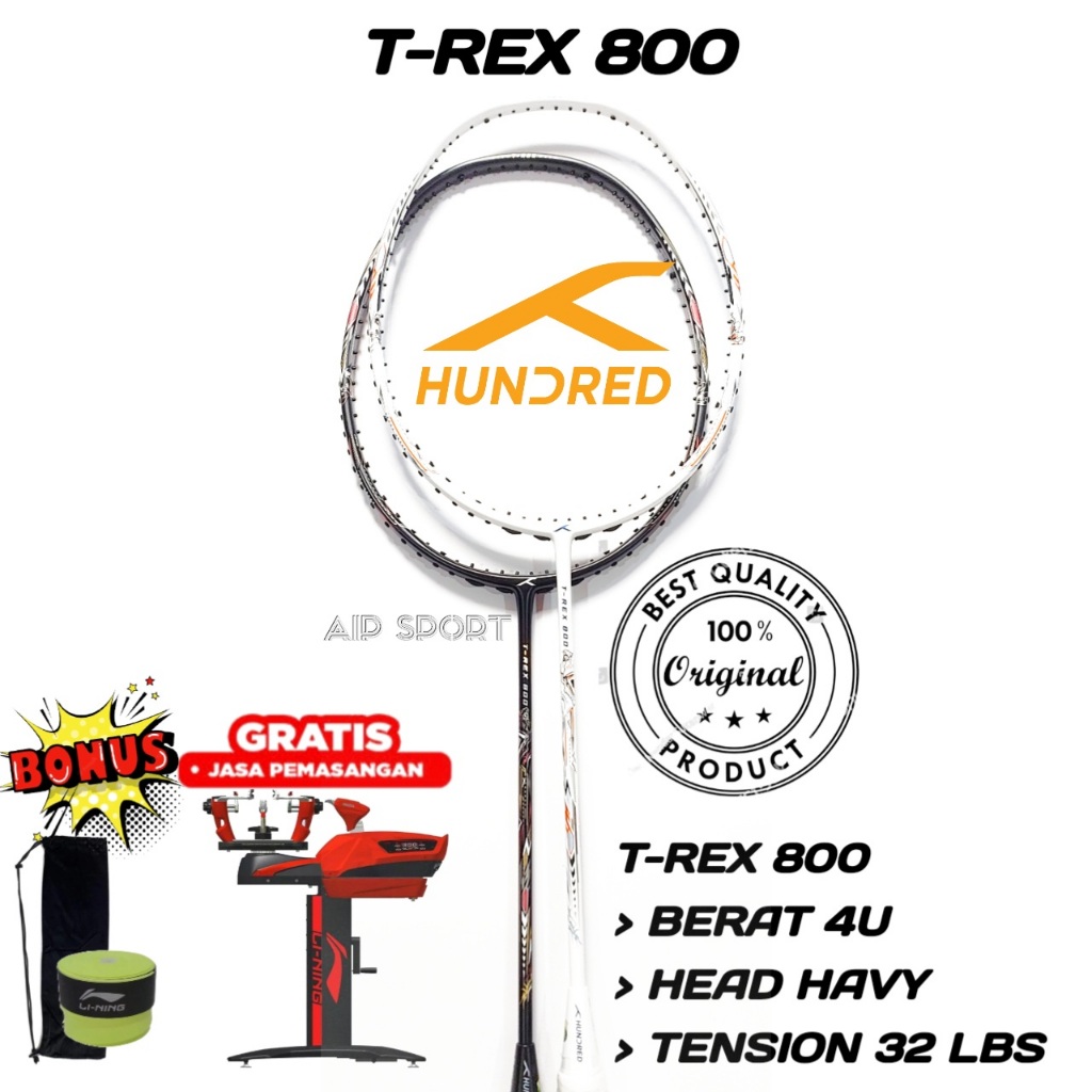 Jual Raket Hundred T-REX 800 Original Siap Pakai | Shopee Indonesia