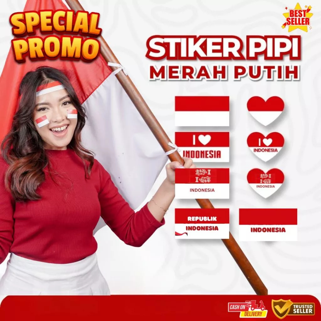 Jual A23 ADENSURADEN [1 Lembar /30-32 Pcs] Sticker Bendera Merah Putih ...