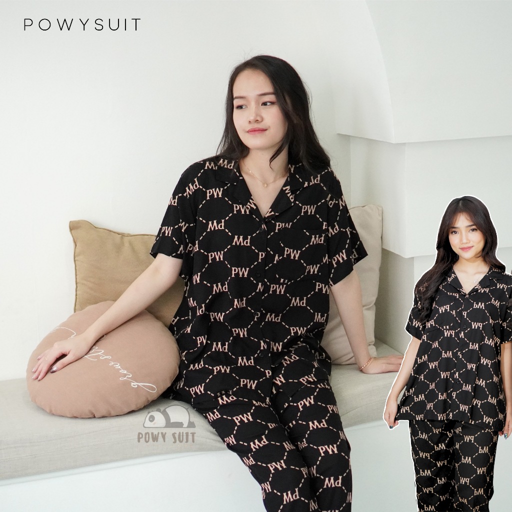 Jual Piyama Rayon PW Wanita Motif Lengan Pendek dan Setelan Celana Panjang - Rayon Baju tidur ...