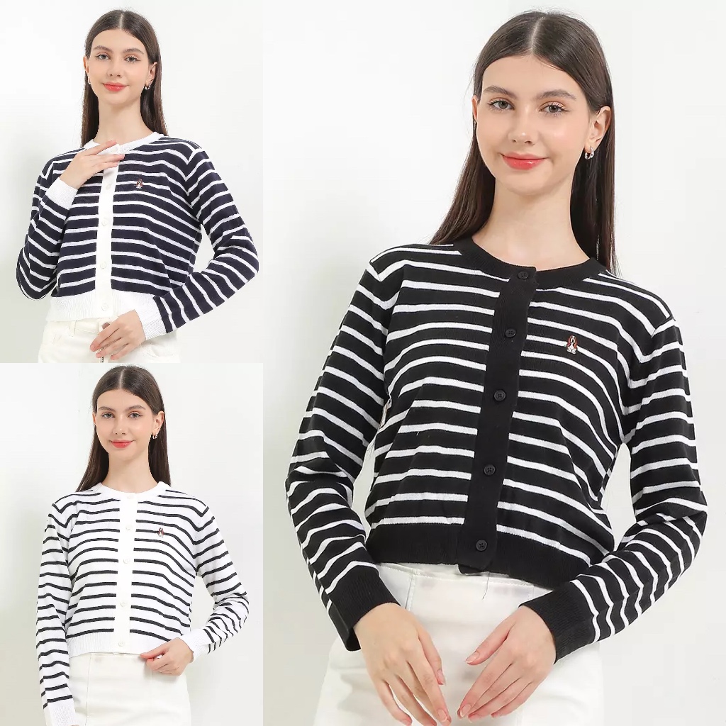 Jual Hush Puppies Kora Stripe Crop Cardigan Original | Shopee Indonesia