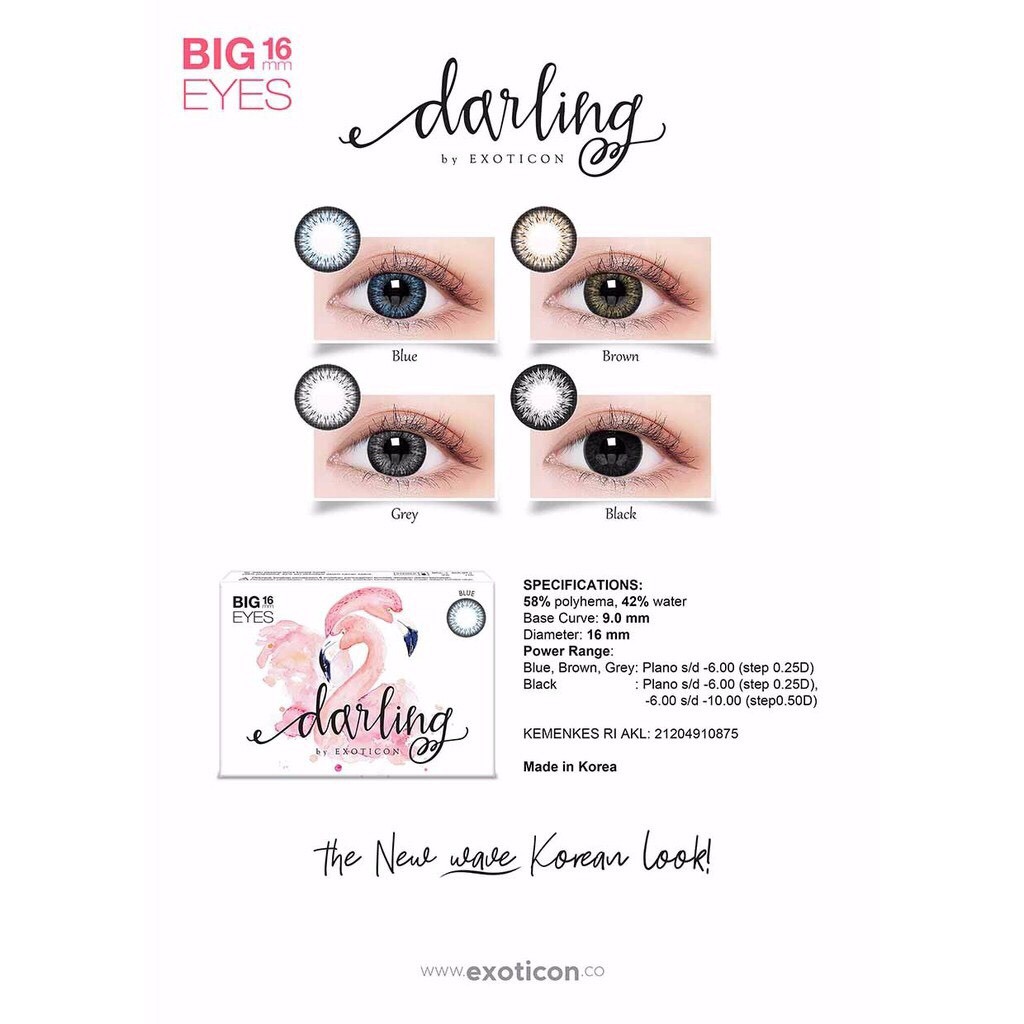 Jual (GROSIR) SOFTLENS DARLING 16 MM BY EXOTICON FREE LENSCASE / SOFLEN ...