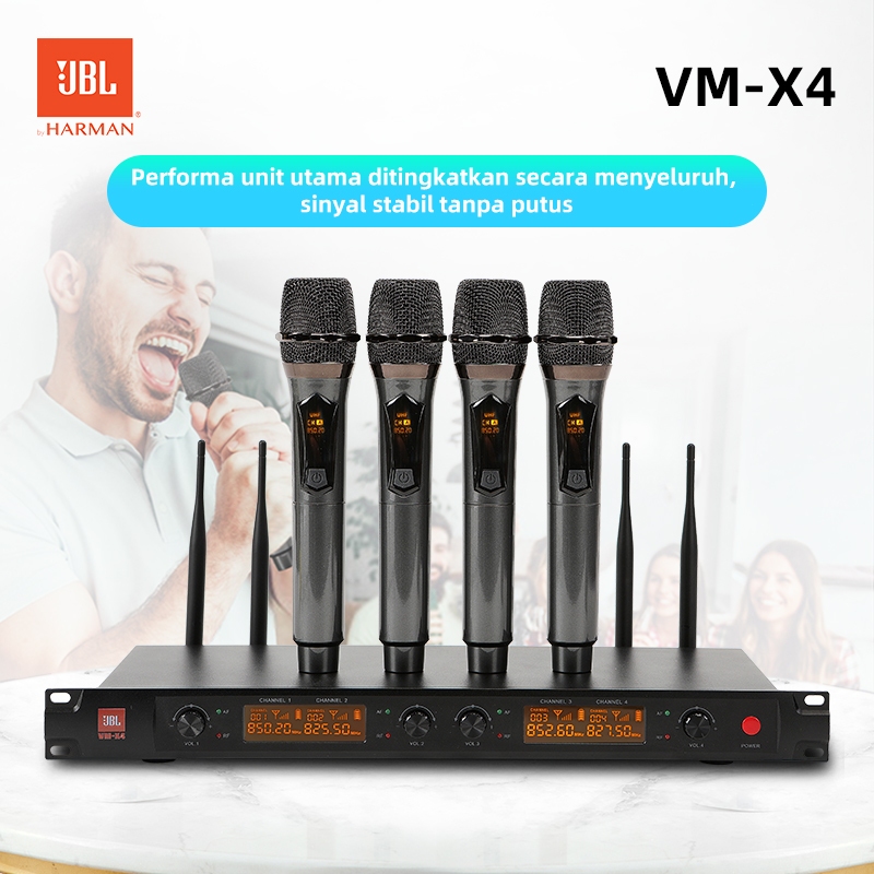 Jual mic wireless karaoke suara jernih bagus jarak jauh jbl/VM-X4 ...