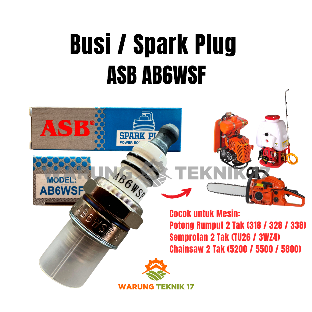 Jual Busi / Spark Plug ASB AB6WSF Mesin Potong Rumput 328 2 Tak ...