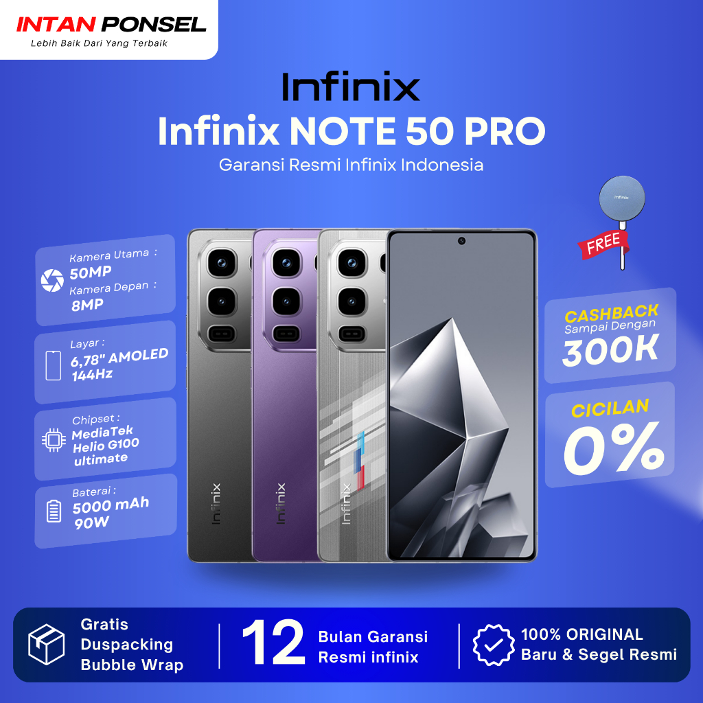 Jual Infinix Note 50 Pro 8/256GB Helio G100 Ultimate | AMOLED 144Hz Garansi Resmi Infinix ...