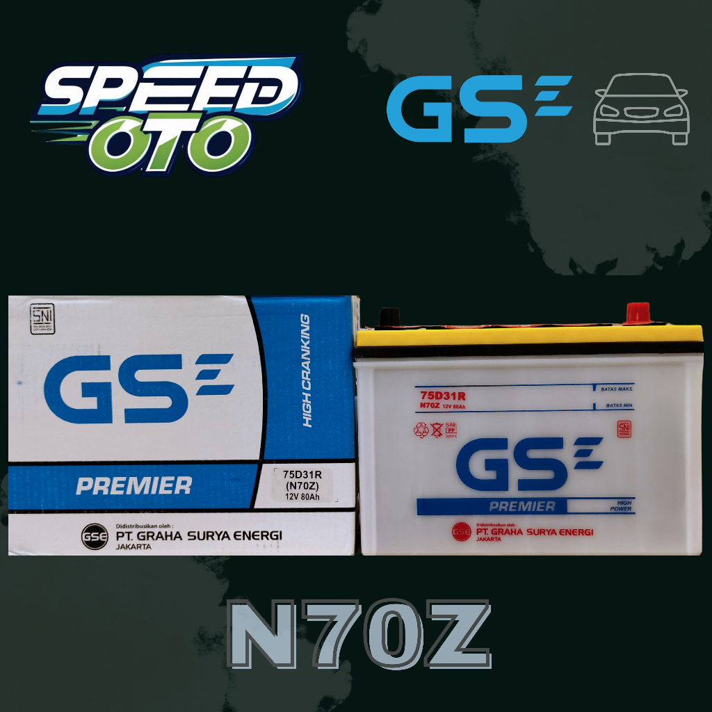 Jual Aki Mobil GS N70Z 75D31R GSE Premier Basah 12V 80Ah | Shopee Indonesia