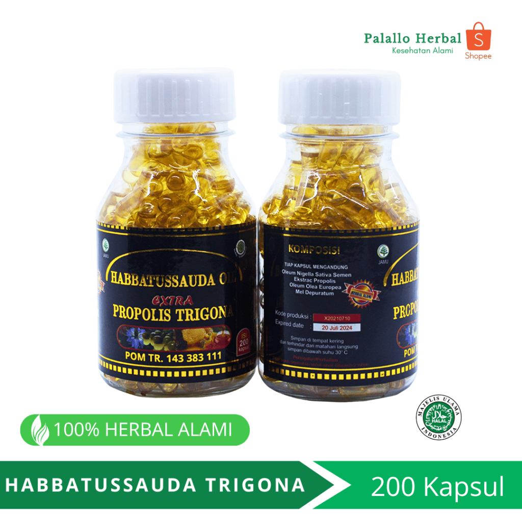 Jual HABBATUSSAUDA OIL EXTRA PROPOLIS TRIGONA BPOM 200 Kapsul | Shopee ...
