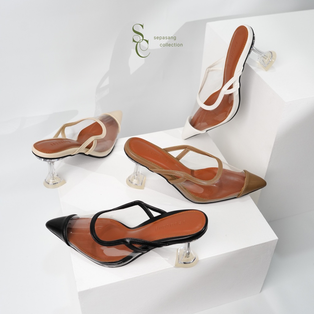 Jual SEPASANG COLLECTION Zea Mules Wanita Heels Hak 7 Cm | Shopee Indonesia