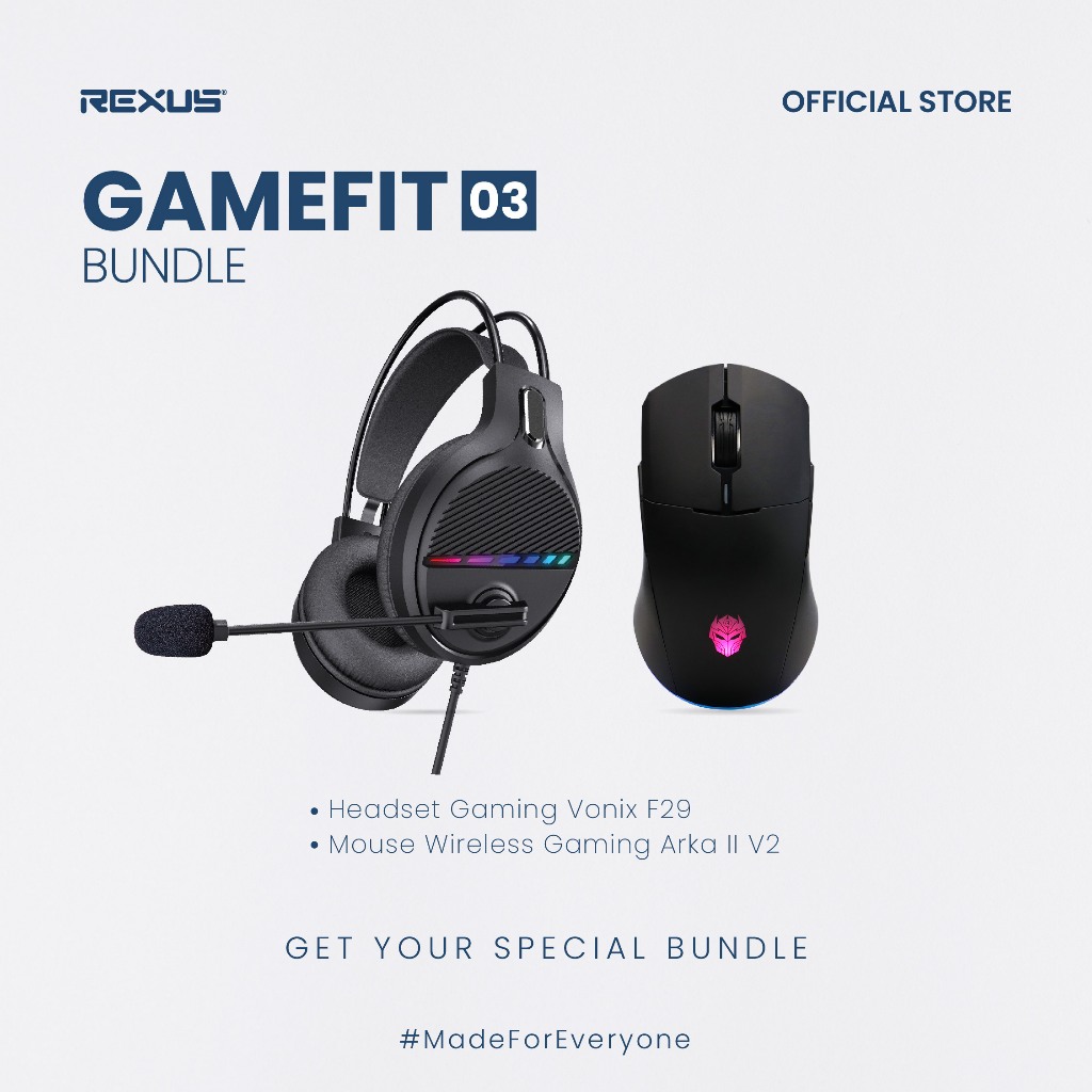 Jual Rexus Gamefit Bundle 03 - Mouse Gaming Wireless + Headset Gaming ...