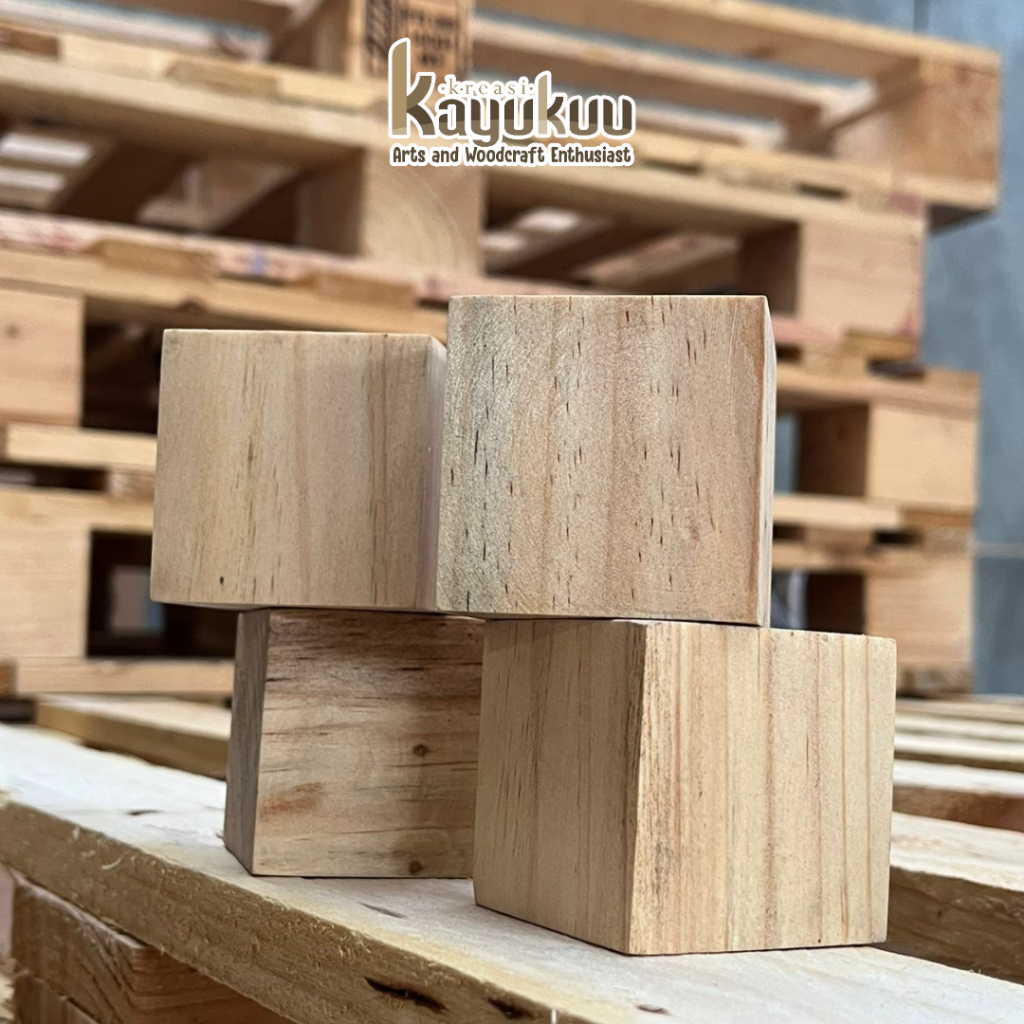 Jual Kreasikayukuu Balok Kayu Kubus 5x5x5 cm | Kayu Jati Belanda untuk ...