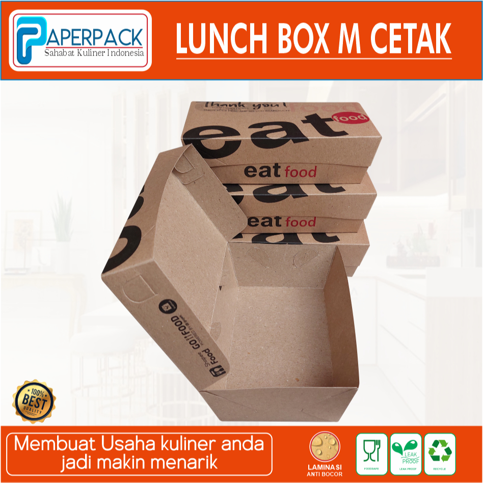 Jual Lunc Box M Cetak Coklat isi 35 Dus Nasi Kotak Lunc Box Paper ...