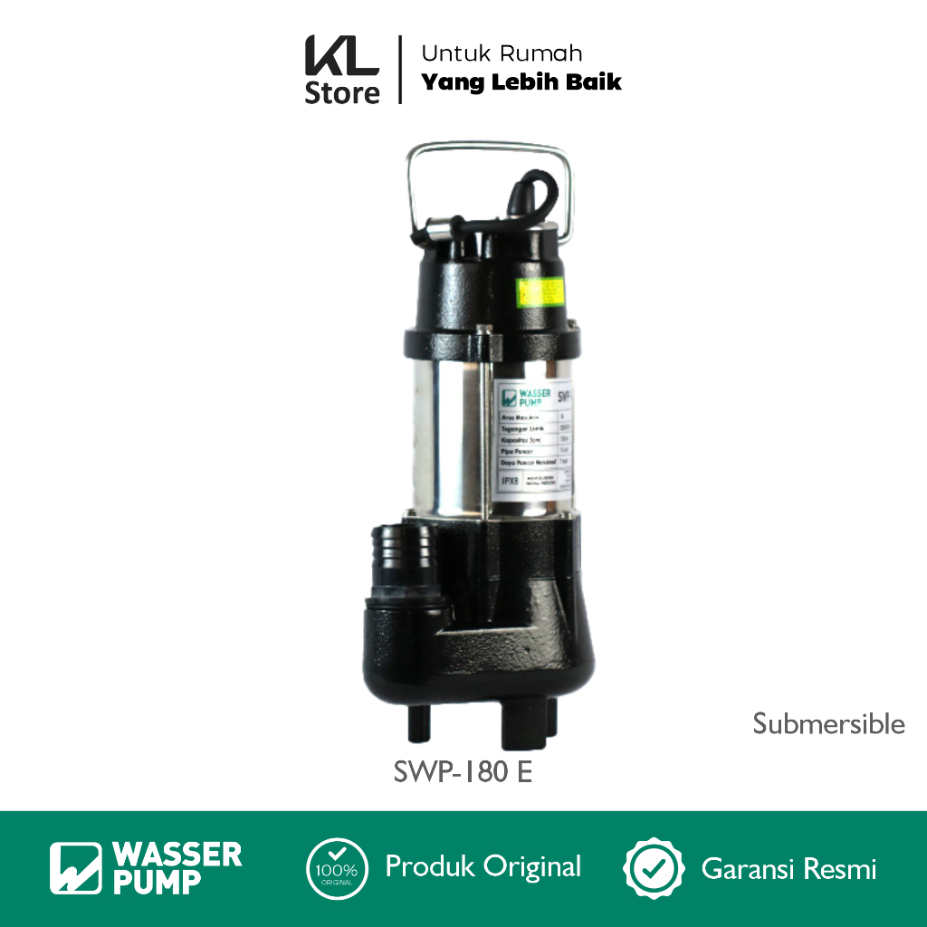 Jual WASSER POMPA CELUP AIR KOTOR SWP-180E / Submersible Pump Anti Karat / Pompa Kolam dan Sumur ...