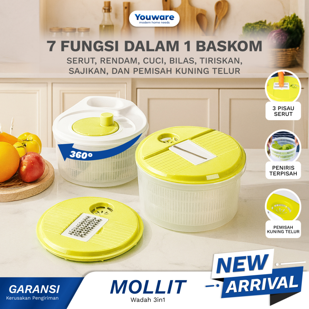 Jual Youware - Mollit Baskom Pencuci Peniris Parutan Multifungsi 3500 ...