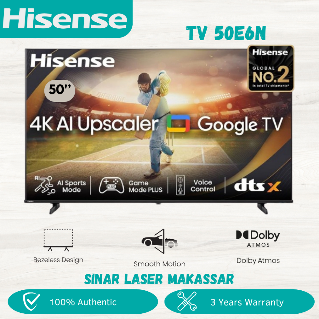 Jual HISENSE TV 50 INCH 50E6N 4K GOOGLE TV UHD/4K TV HISENSE GARANSI ...