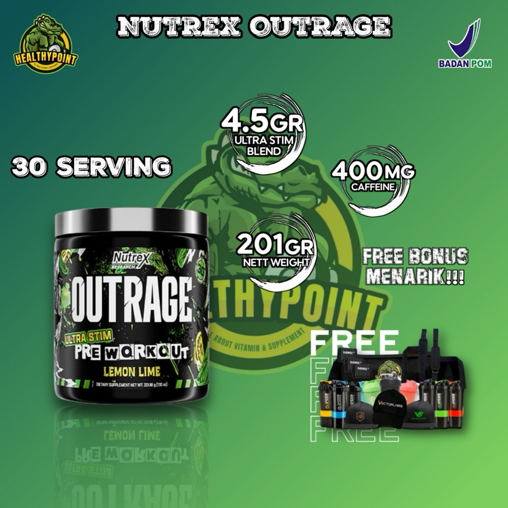 Jual NUTREX RESEARCH OUTRAGE ULTRA STIM PRE WORKOUT 30 SERVING 201,18GRAM | Shopee Indonesia