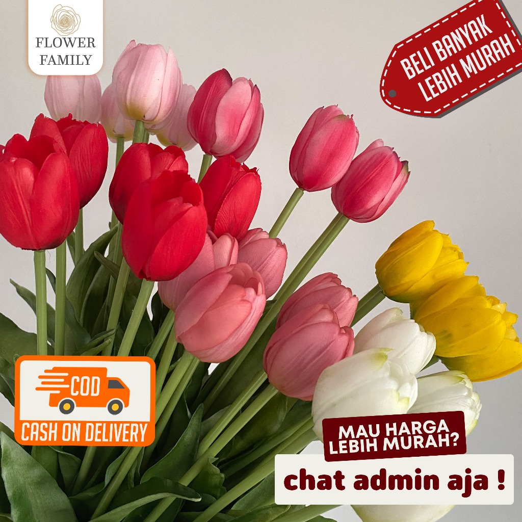 Jual Flower Family [5 Tangkai] - Tulip Latex Palsu Real Touch GRADE A ...